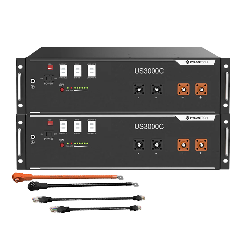 Pylontech 2x us3000c LiFePO4 battery 7kWh with inverter connection ...