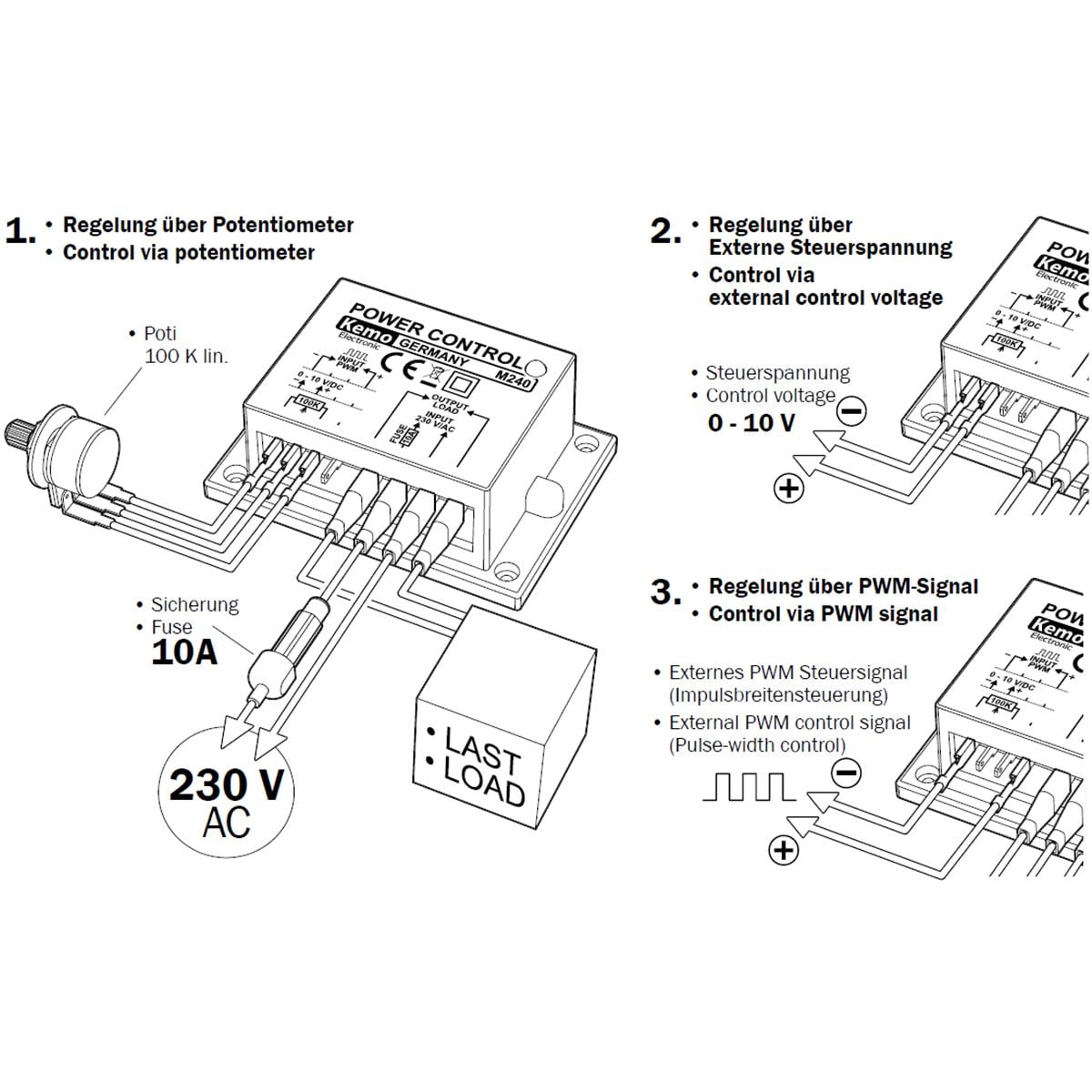 Kemo M240 Power Regulator 230 V/AC, 10 A, Multifunction