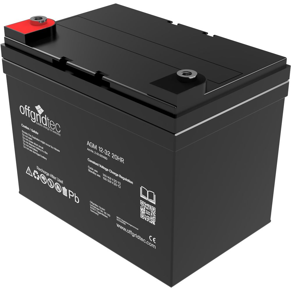Offgridtec® AGM 32Ah 20HR 12V - Deep Cycle Solar Battery