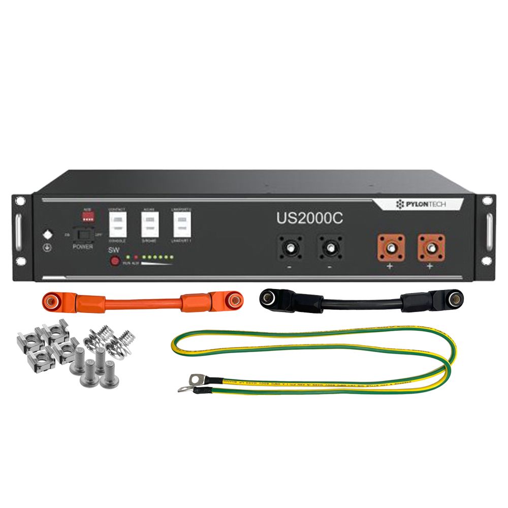 2x Pylontech US2000C LiFePO4 48V + brackets + connection cable 4.8kWh ...