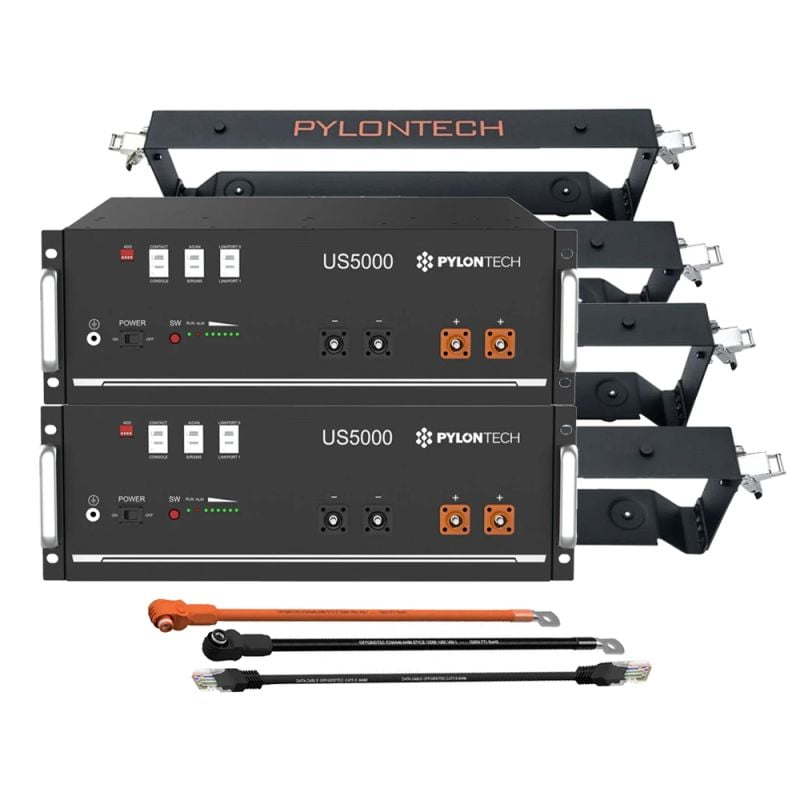 2x Pylontech US5000 LiFePO4 48V + Brackets + Anschlusskabel 9,6kWh ...