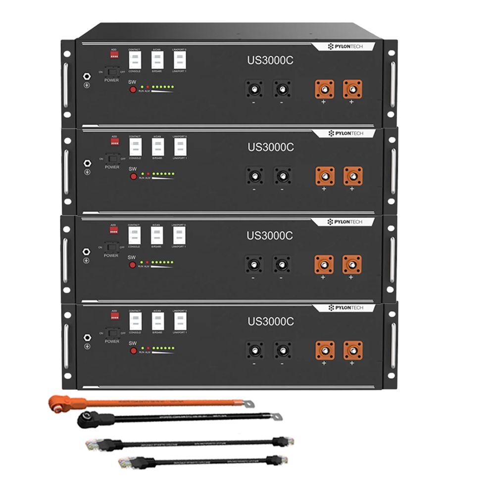 Pylontech 4x us3000c LiFePO4 battery 14kWh with inverter connection ...