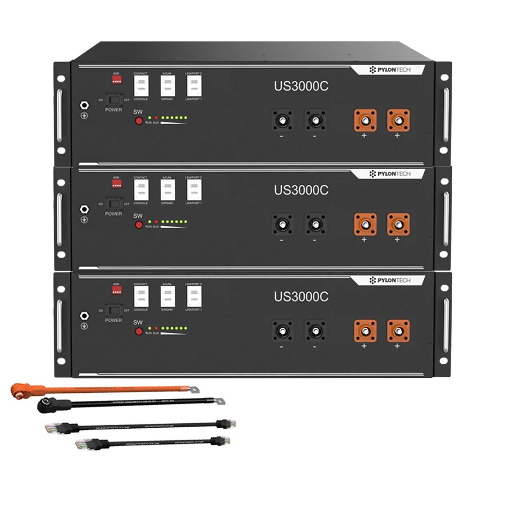Pylontech 3x us3000c LiFePO4 battery 10.5kWh with inverter connection ...